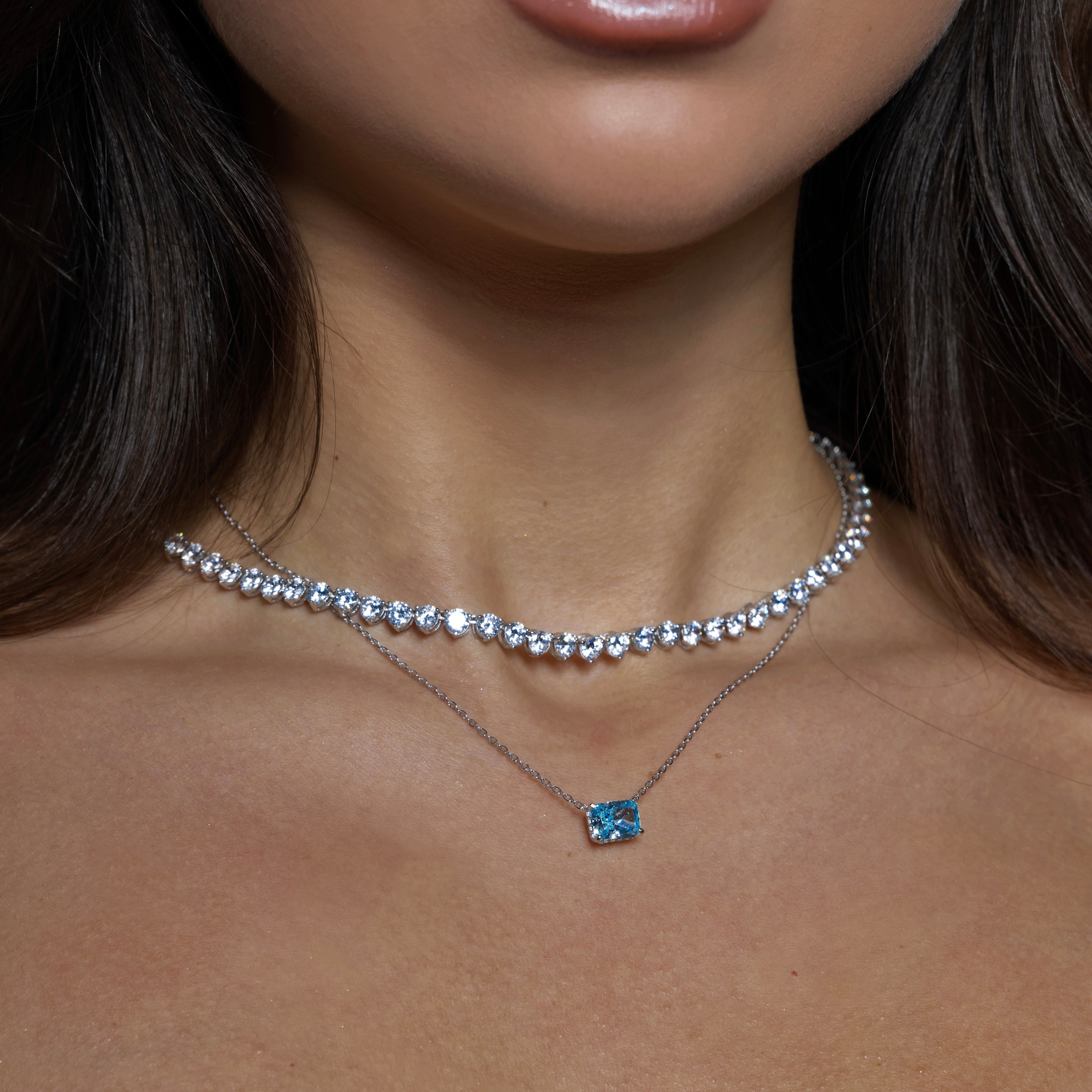 VIVIENNE Pendant Necklace - Blue (Silver) – NIKIBEE